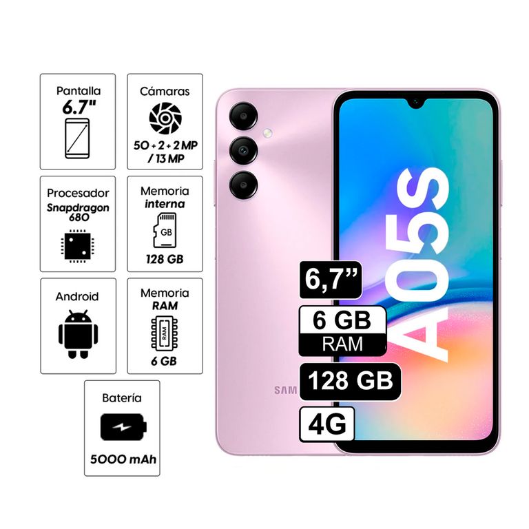 Celular Samsung Galaxy A05s 6GB RAM 128GB Color Violeta SAMSUNG ...