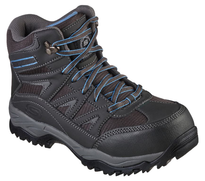 BOTA DE SEGURIDAD POMERIA 108002-GYLB MUJER SKECHERS GRIS CELESTE ...