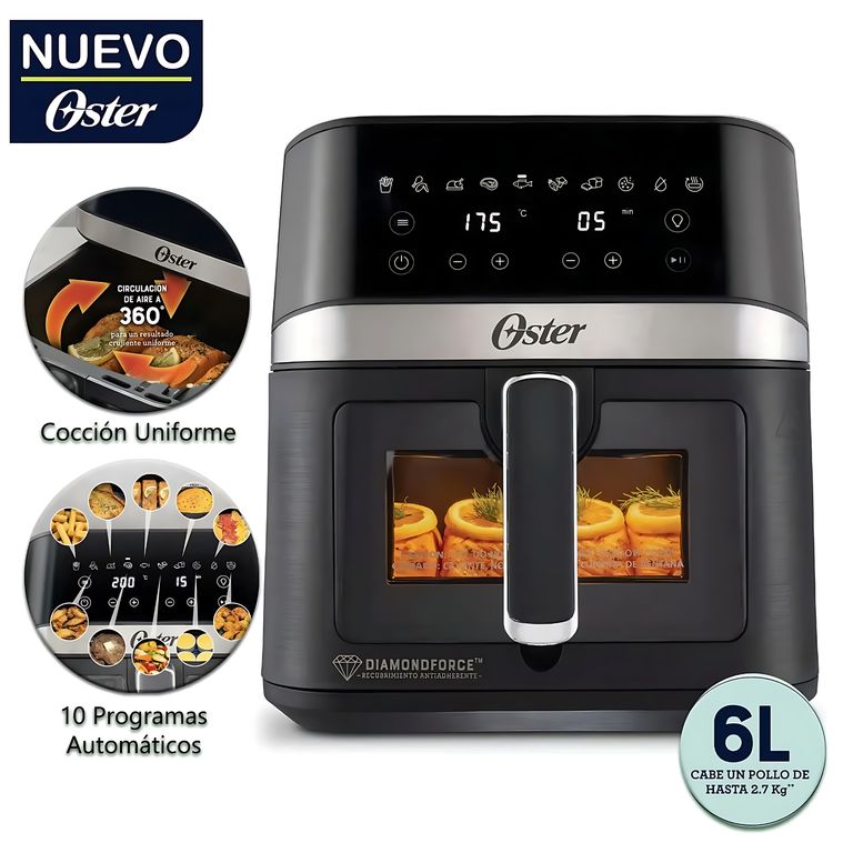 Freidora de Aire Digital OSTER de 6 Litros Negro CKSTAF60WDDF OSTER ...