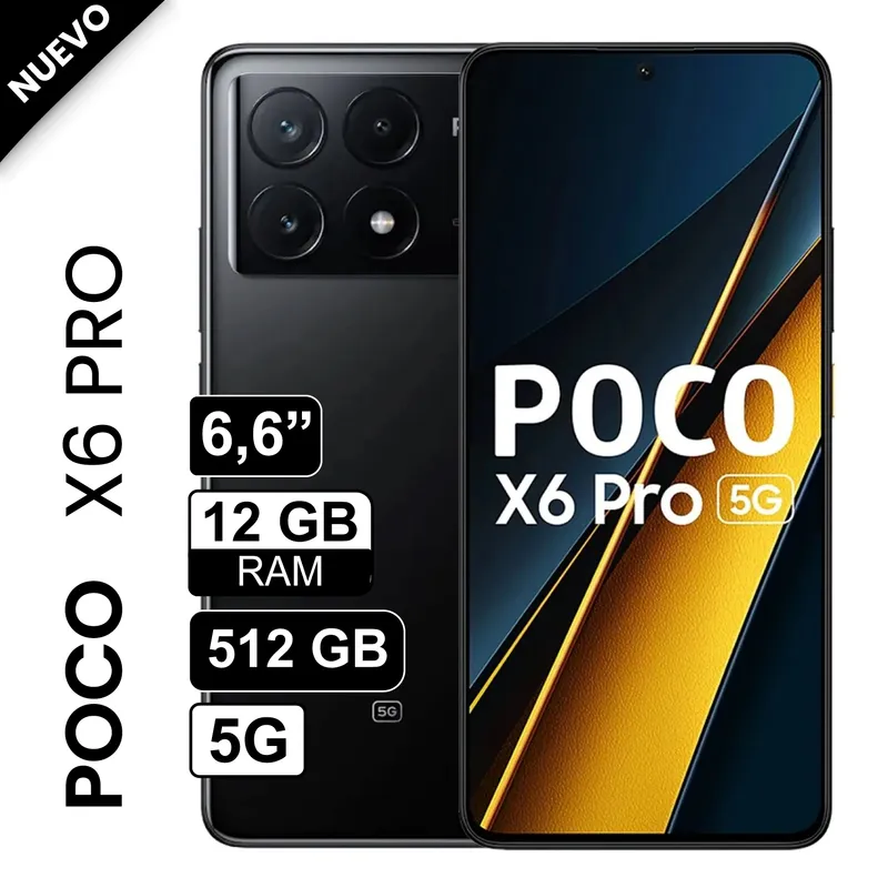 Celular Xiaomi Poco X6 Pro 5G 512GB 12GB RAM cámara 64MP frontal 16MP 66 Pulg negro XIAOMI ...