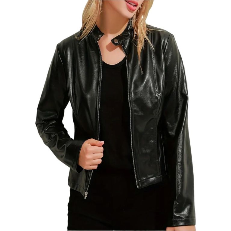 Chamarra De Cuero Pu De Moda Para Cortavientos Mujer GIOIO | falabella.com