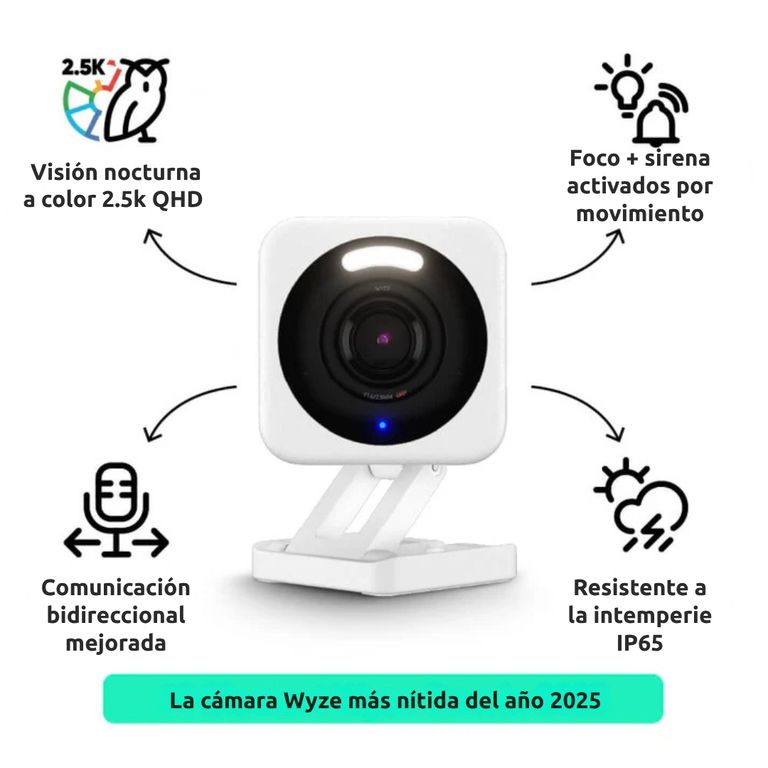 Cámara de seguridad Wifi 25k HD IP65 con sirena y foco - Wyze Cam v4 ...