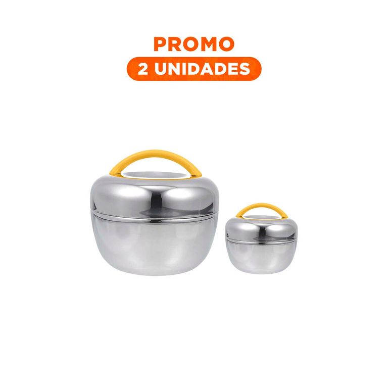 Pack2 Taper de Comida para Viaje 1L en Amarillo y Plateado RYBIU IMPORT ...