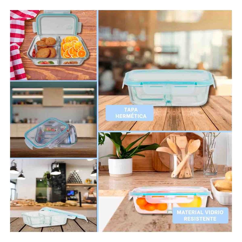 Taper de Vidrio con 3 Divisiones con Linea Celeste RYBIU IMPORT ...