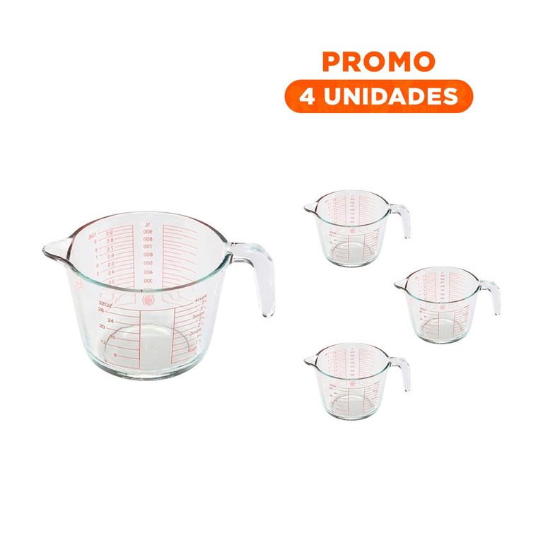 Pack4 Envase de Medidas Repostera de 1L Transparente GENERICO ...