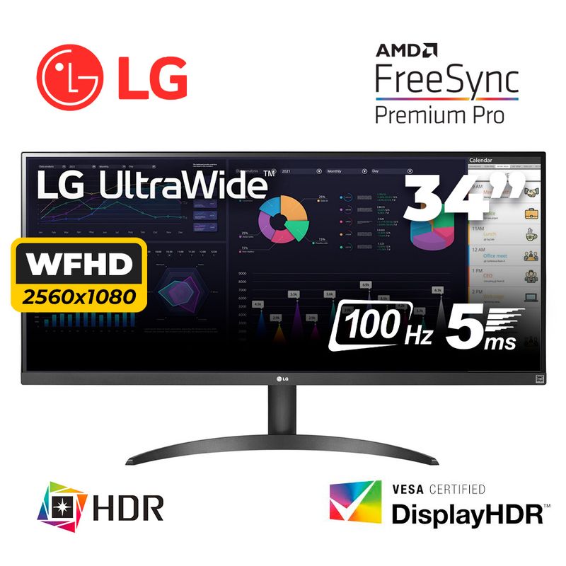 MONITOR 34WQ500-B LG 34" ULTRAWIDE FHD IPS 100HZ HDMI LG | falabella.com