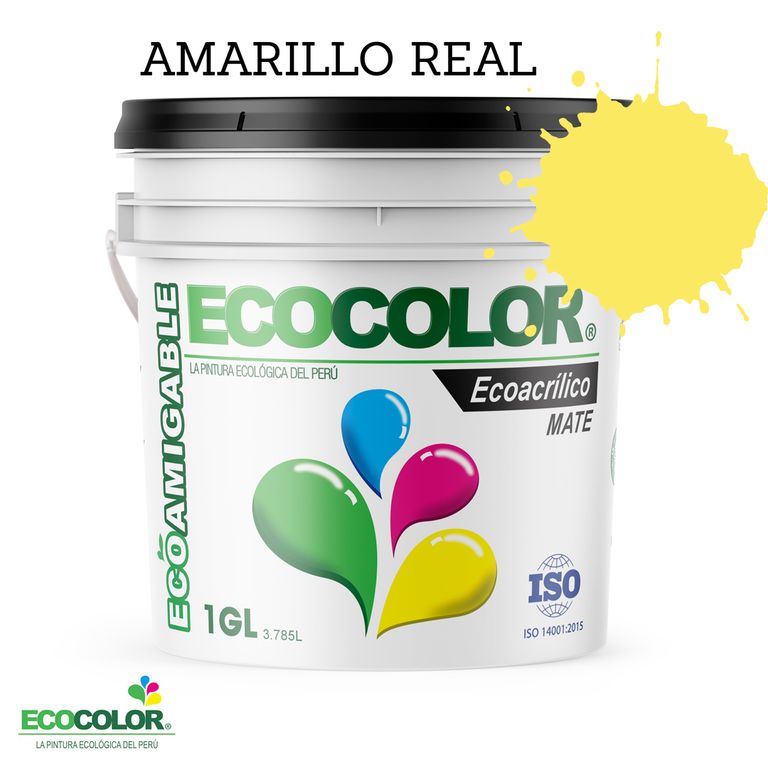 PINTURA ECOLOGICA ECOACRILICO MATE AMARILLO REAL 1GL ECOCOLOR ...