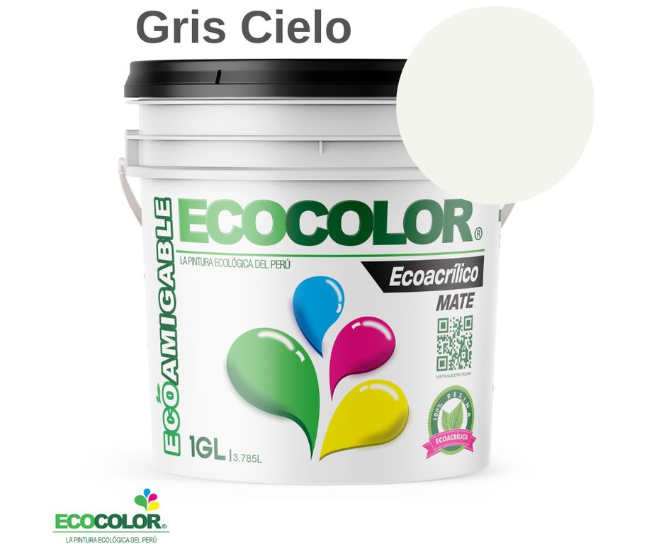PINTURA ECOCOLOR ECOACRILICO MATE GRIS CIELO 1GL ECOCOLOR | Falabella Perú