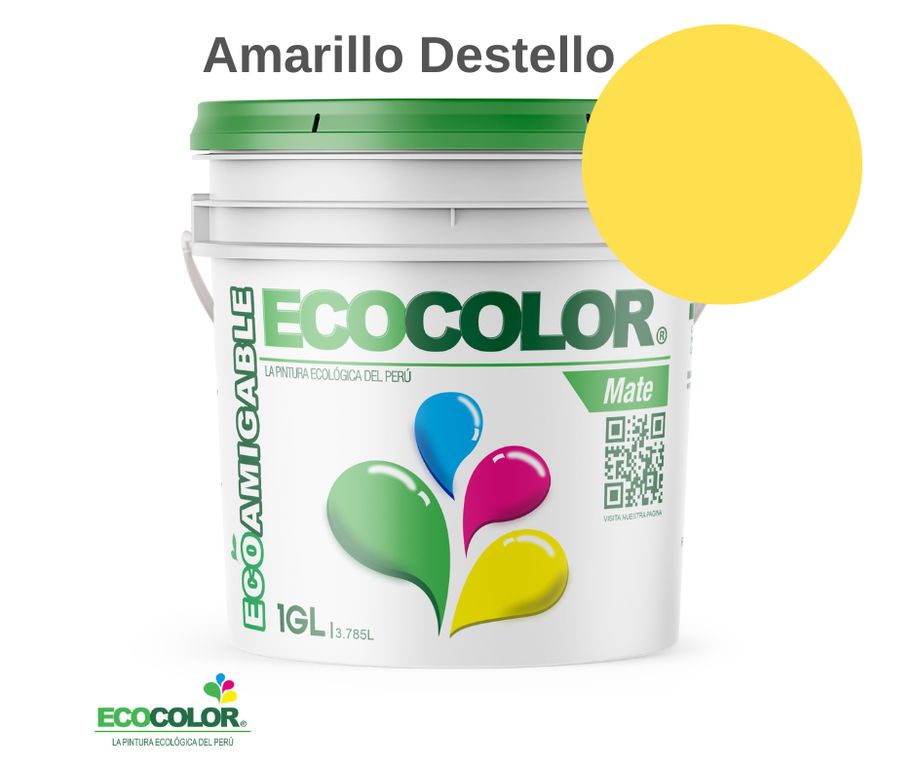 PINTURA ECOCOLOR MATE AMARILLO DESTELLO 1GL ECOCOLOR | Falabella Perú