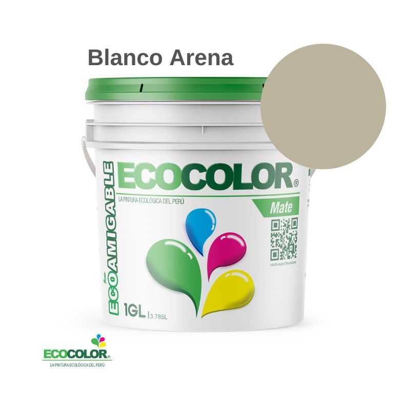 PINTURA ECOCOLOR MATE BLANCO ARENA 1GL ECOCOLOR | falabella.com