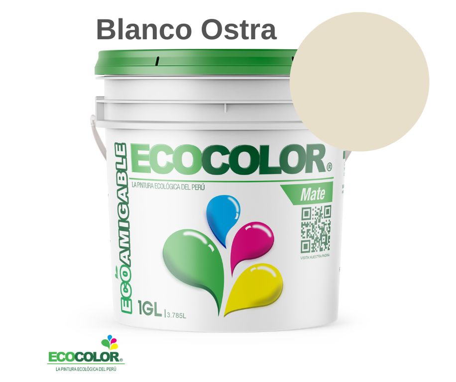PINTURA ECOCOLOR MATE BLANCO OSTRA 1GL | Sodimac Perú