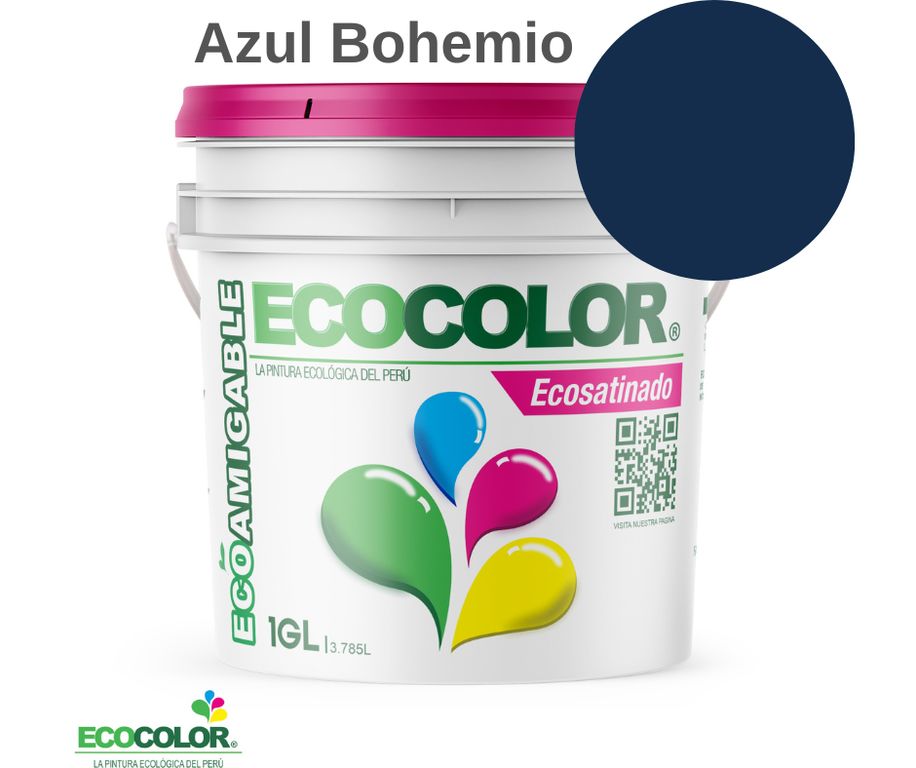 PINTURA ECOLOGICA ECOSATINADO AZUL BOHEMIO 1GL ECOCOLOR | Falabella Perú