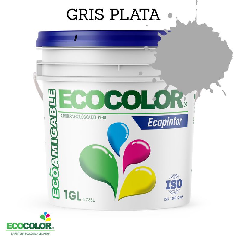 PINTURA ECOLOGICA ECOPINTOR GRIS PLATA 1GL ECOCOLOR | falabella.com