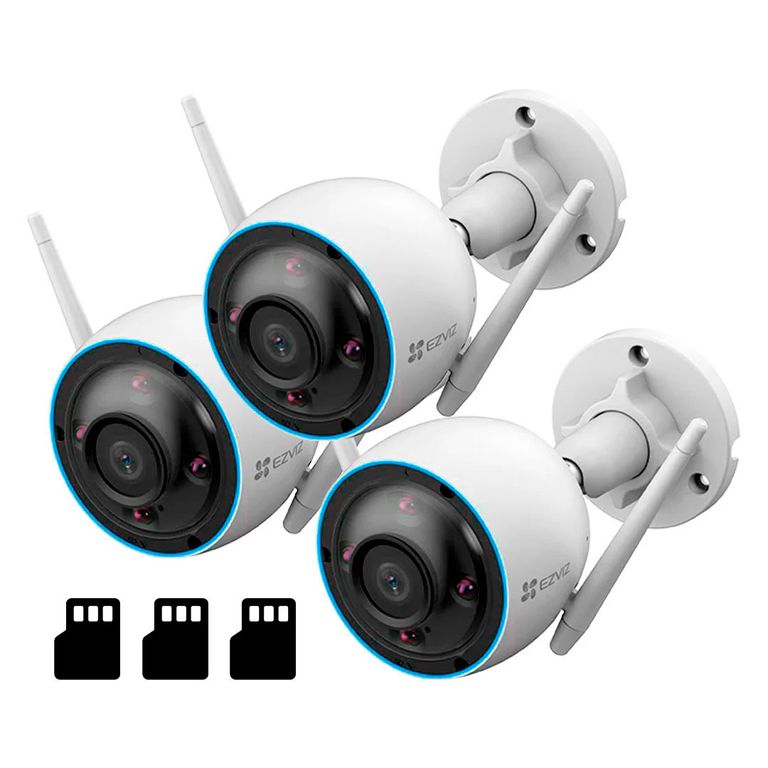 EZVIZ H3 3K 3-PACK 256GB Cámara de Seguridad WIFI 5MP ext EZVIZ ...