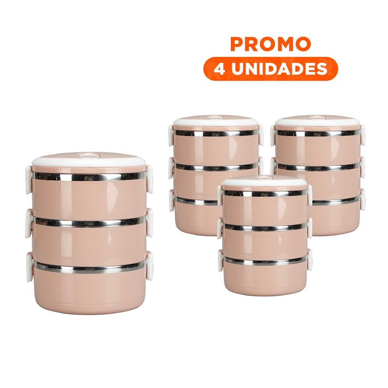 Pack4 Contenedor Termo para Comida 3pzs en Rosado RYBIU IMPORT ...