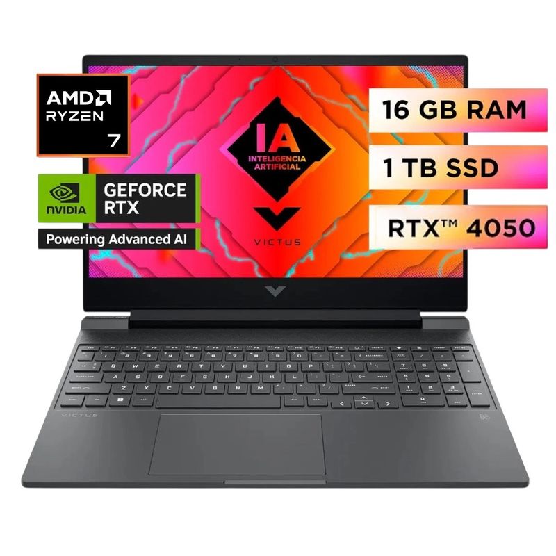 Laptop Gamer HP Victus Ryzen 7 8845HS RTX 4050-6GB 16GB RAM 1TB SSD 15 ...