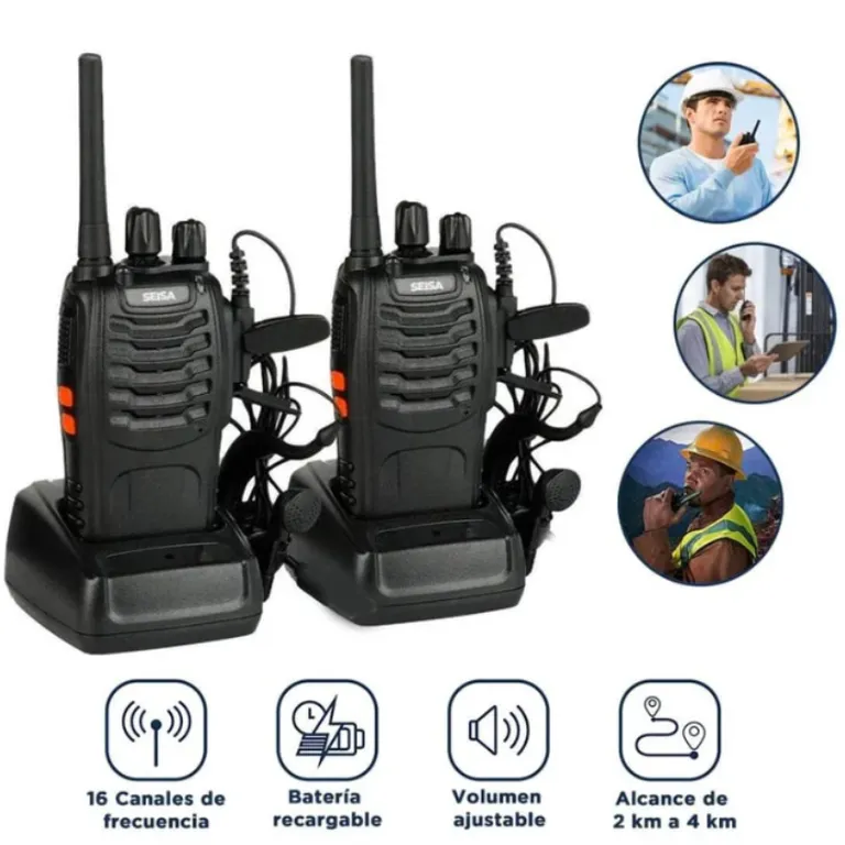 2 Radios Transceptores Walkie Talkie 16 Canales FM Alcance GENERICO ...