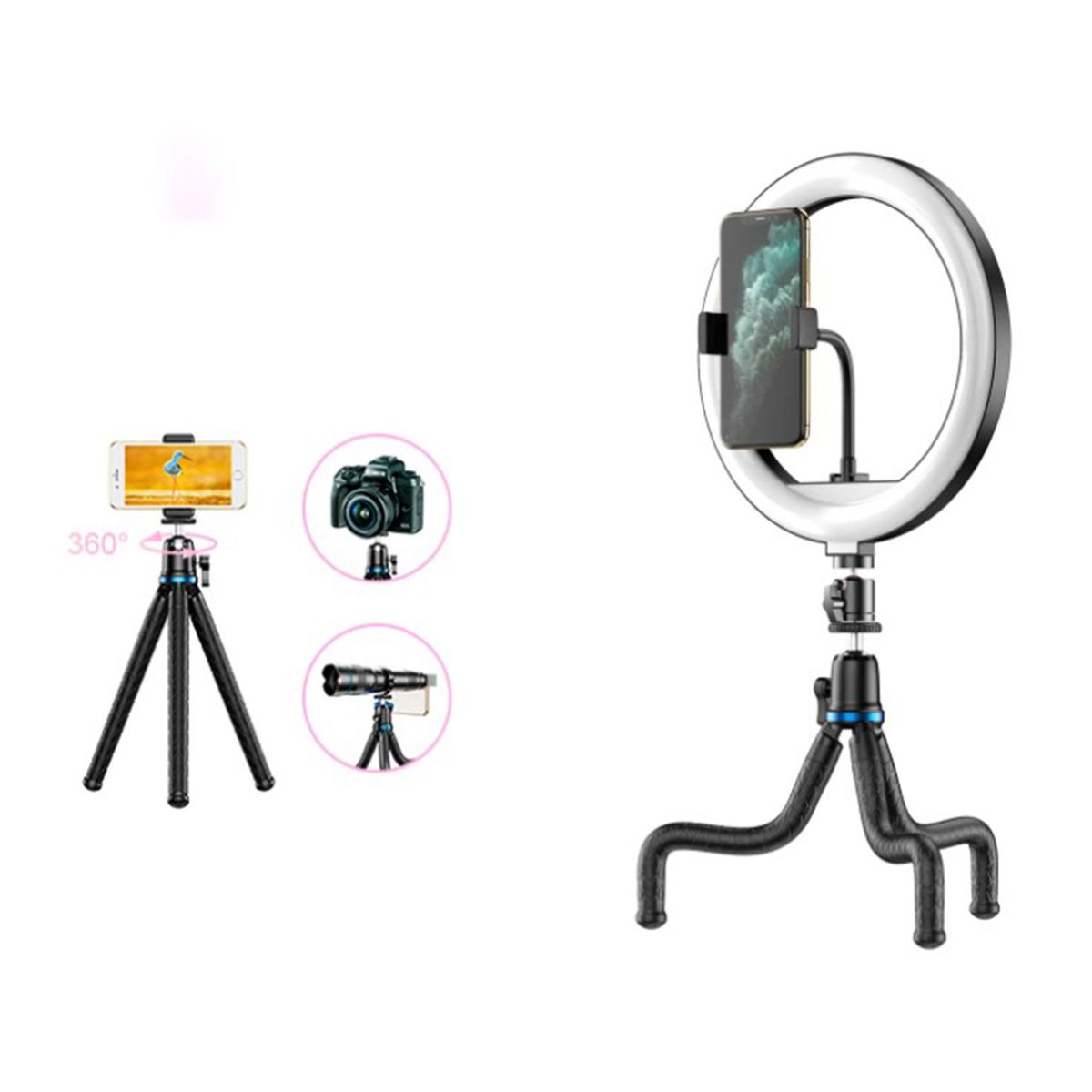 Aro de Luz ST Con Trípode Flexible Luz de 3 Colores 57cm S&T ...