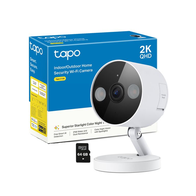 Tapo C120 4MP 2K Cámara Seguridad Wi-Fi Exterior Noche Color 64GB TP ...