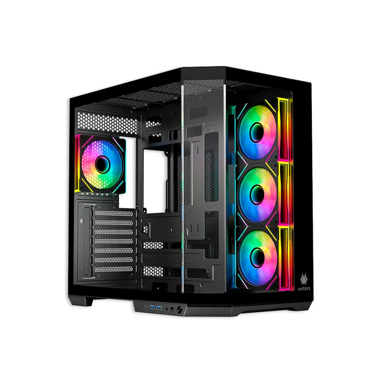 Caja Mid Tower Antryx Fx-800 Argb Con 4 Ventiladores, Color Negro Y ...