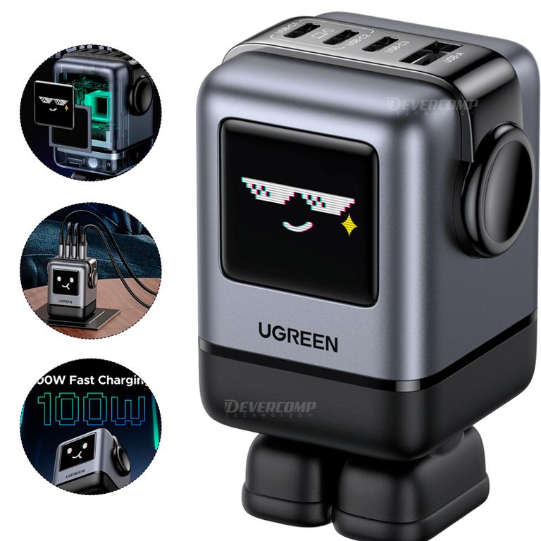 Cargador UGREEN 100W Uno RG Robot GaN con Carga Rápida UGREEN ...