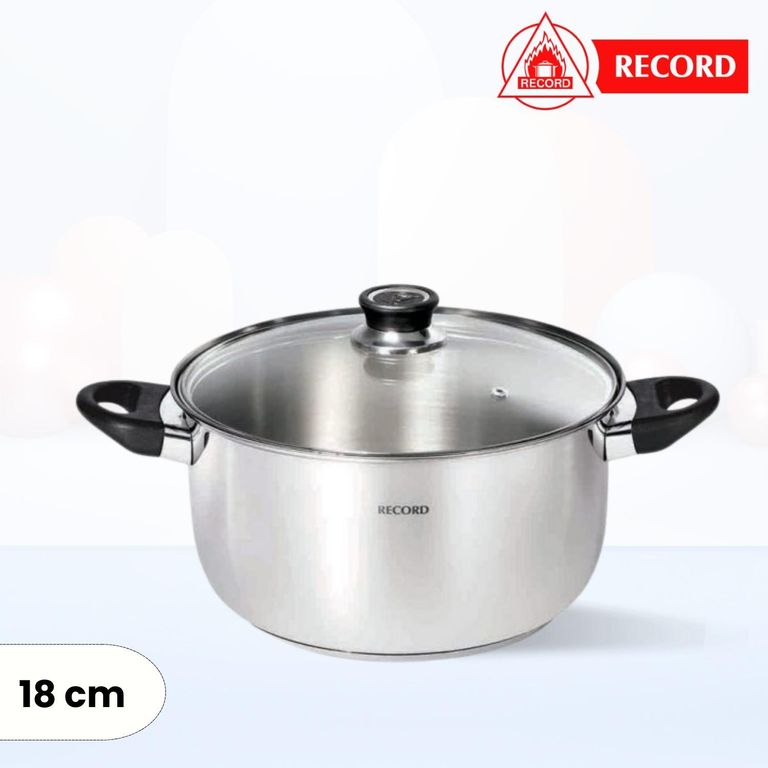 Olla de Acero Inox Luxe Record N° 18 - Tapa de Vidrio RECORD ...