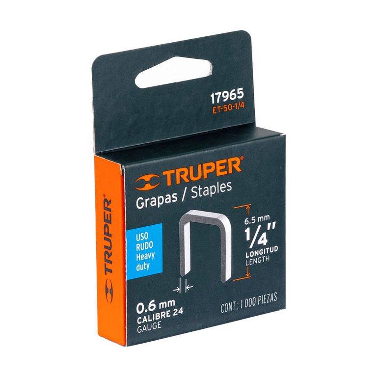 Caja con 1000 grapas 14 corona 107 mm para ET-50 Truper - 17965 ...