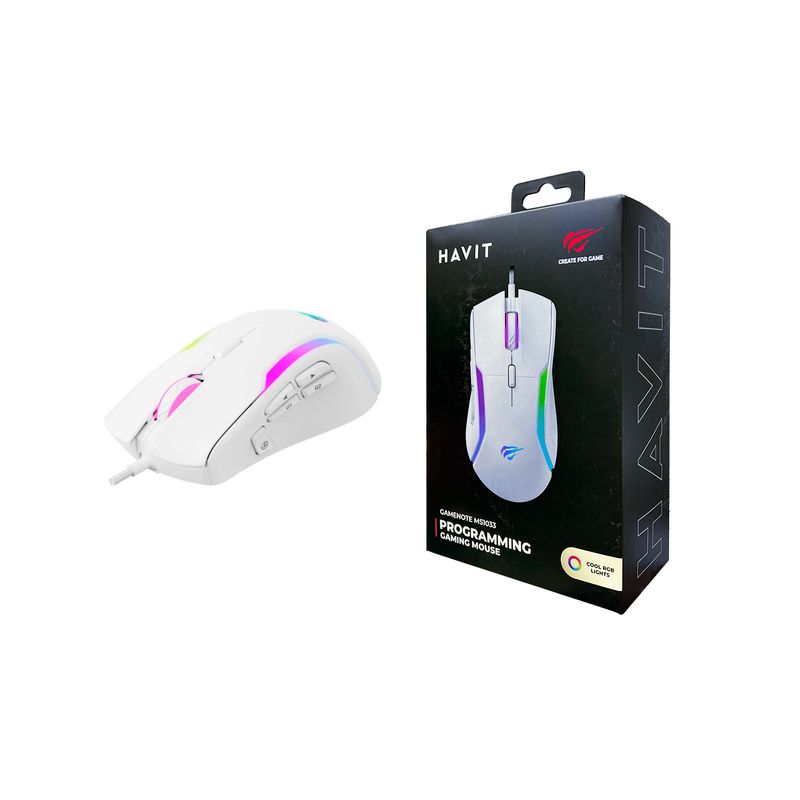 Mouse Gamer Havit MS1033 RGB 8000 DPI 9 Botones Programables Blanco ...