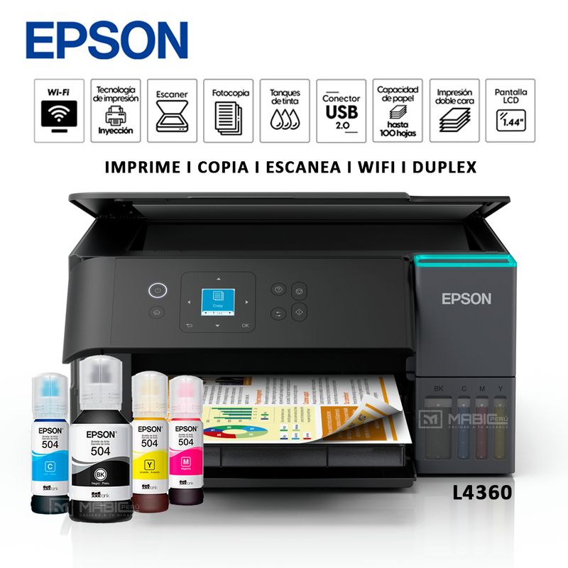 Impresora Multifuncional Epson Ecotank L4360 Duplex Wifi EPSON ...