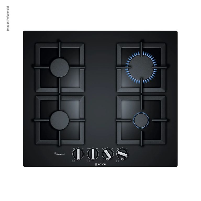 Cocina Bosch PPP6A6B20 Empotrable a Gas 60 cm Vidrio Templado Negro ...
