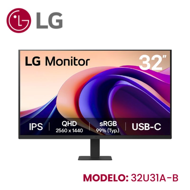 Monitor Plano LG 32U631A 315 QHD IPS100 Hz HDMIHDR10 USB-C 15W LGR ...