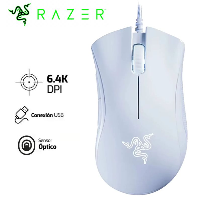 MOUSE RAZER DEATHADDER ESSENTIAL 6400 DPI SWITCH MECHANICAL WHITE RAZER ...