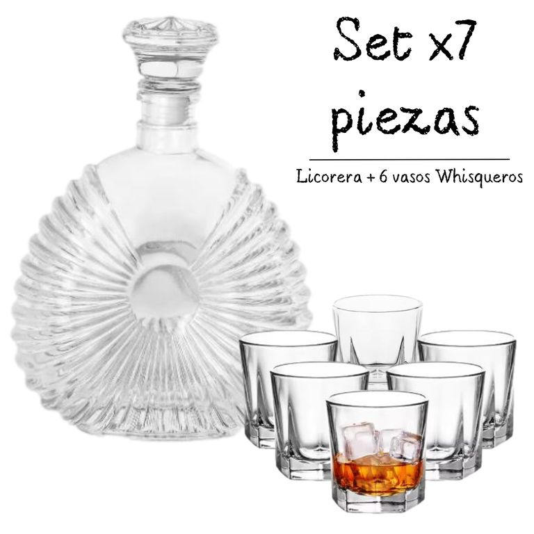 Whisquera Licorera Vidrio Labrado Set x 7 Piezas | Sodimac Perú
