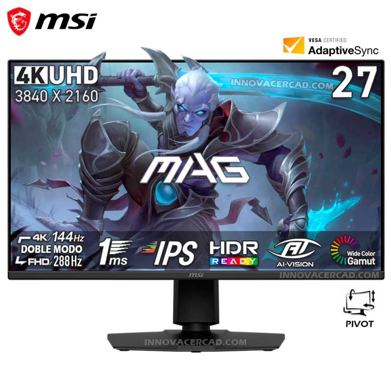 Monitor Msi Mag 275upd E14 27 IPS Dual MODE 4K UHD 144HZ FHD 288HZ MSI | falabella.com