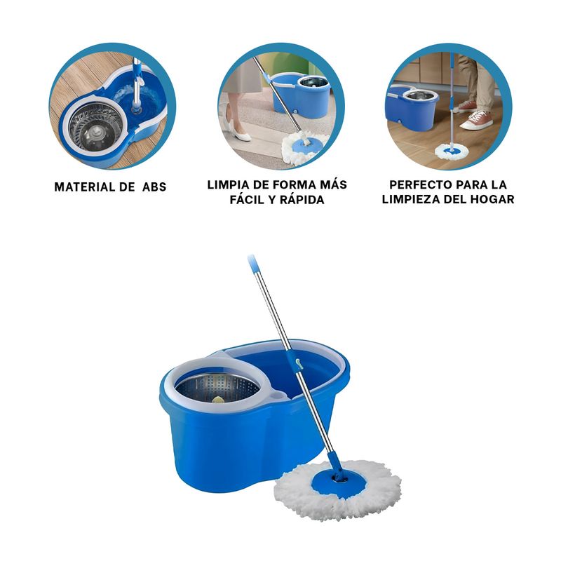 Pack4 Mopa Giratoria 360 con Balde Practico en Azul GENERICO ...