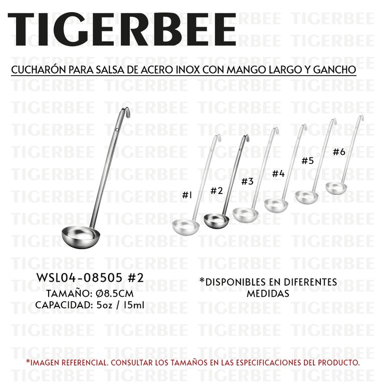 CUCHARÓN PARA SALSA DE ACERO INOX CON MANGO LARGO Y GANCHO DE 5oz ...