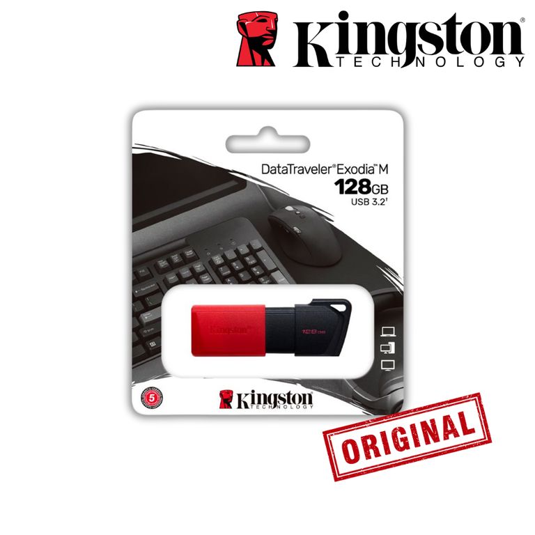 MEMORIA USB 128GB KINGSTON ORIGINAL 3.2 NEGRO CON ROJO KINGSTON ...