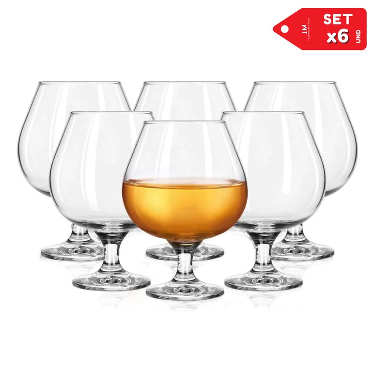 Set x6 Copas de Vino Brandy de Vidrio | Sodimac Perú