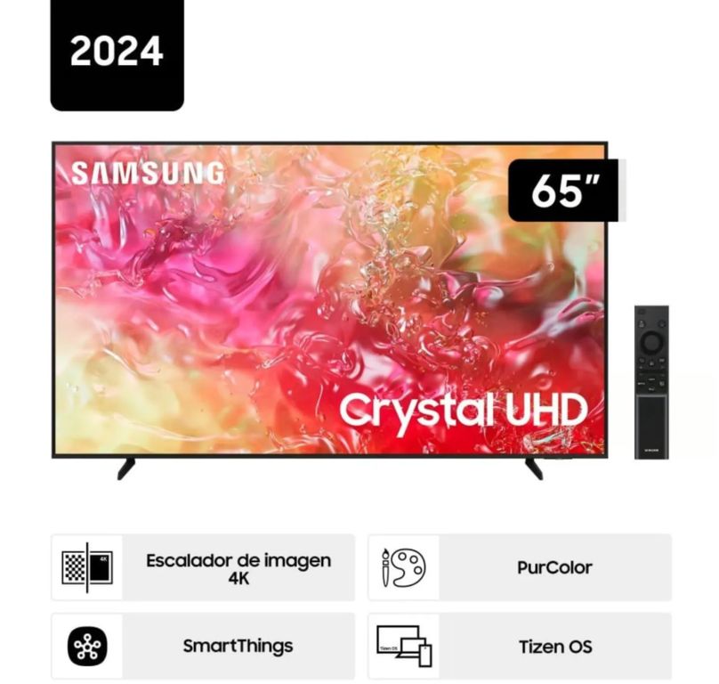 Televisor Samsung LED 65 Crystal UHD 4K 65DU7000 Tizen OS Smart TV ...
