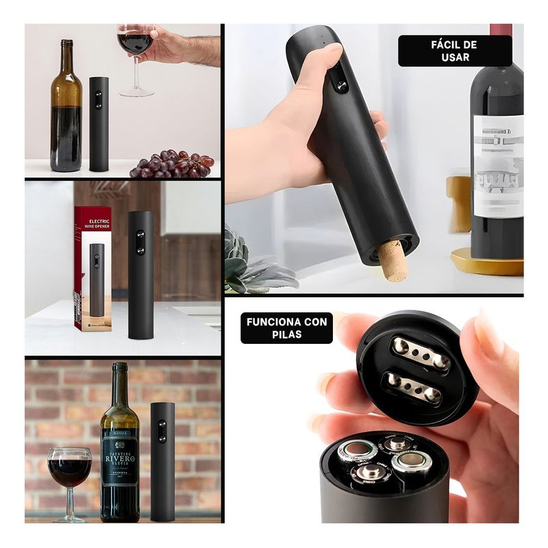 Descorchador Electrico con Pilas para Restaurantes en Negro ANIMALIA ...