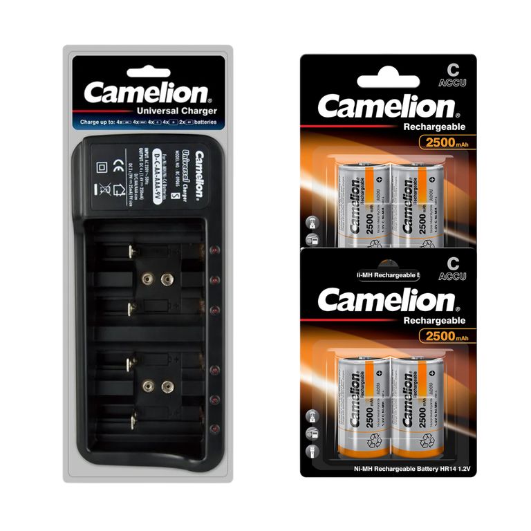 PACK DE CARGADOR UNIVERSAL CAMELION MAS 4 PILAS TIPO C DE 2500 MAH ...