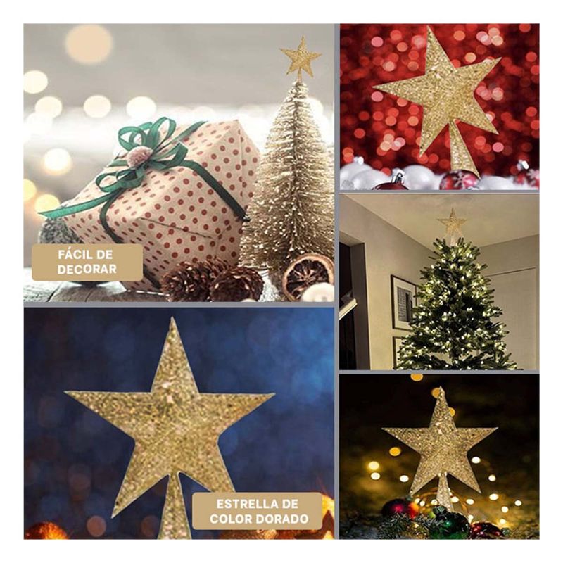 Estrella Escarchada Clasica para Arbol Navideno Dorado GENERICO ...