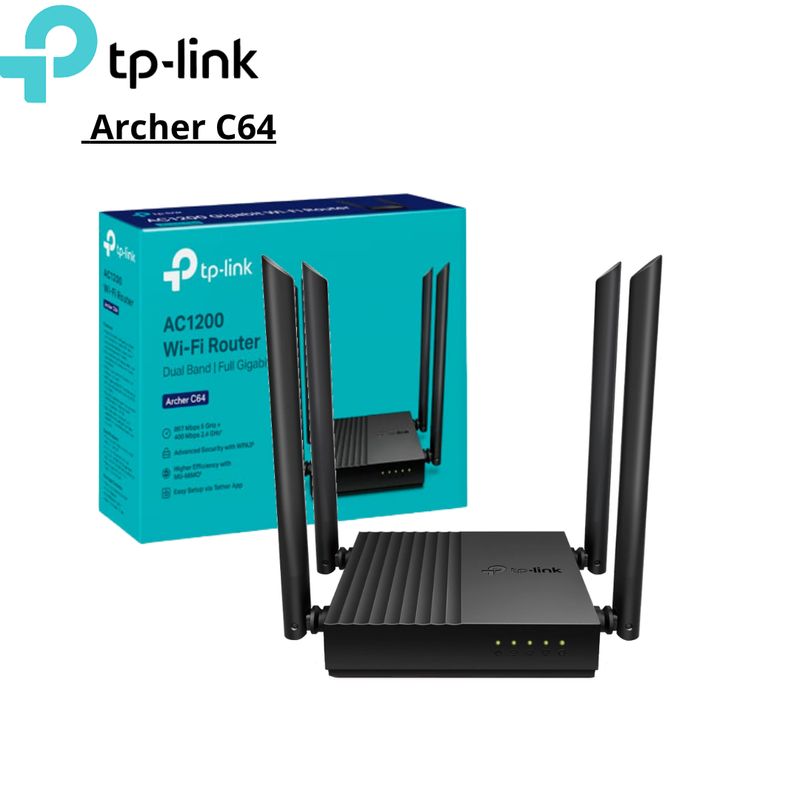 ROUTER TP-LINK Archer C64 AC1200 2BAND 4antenas TP LINK | falabella.com