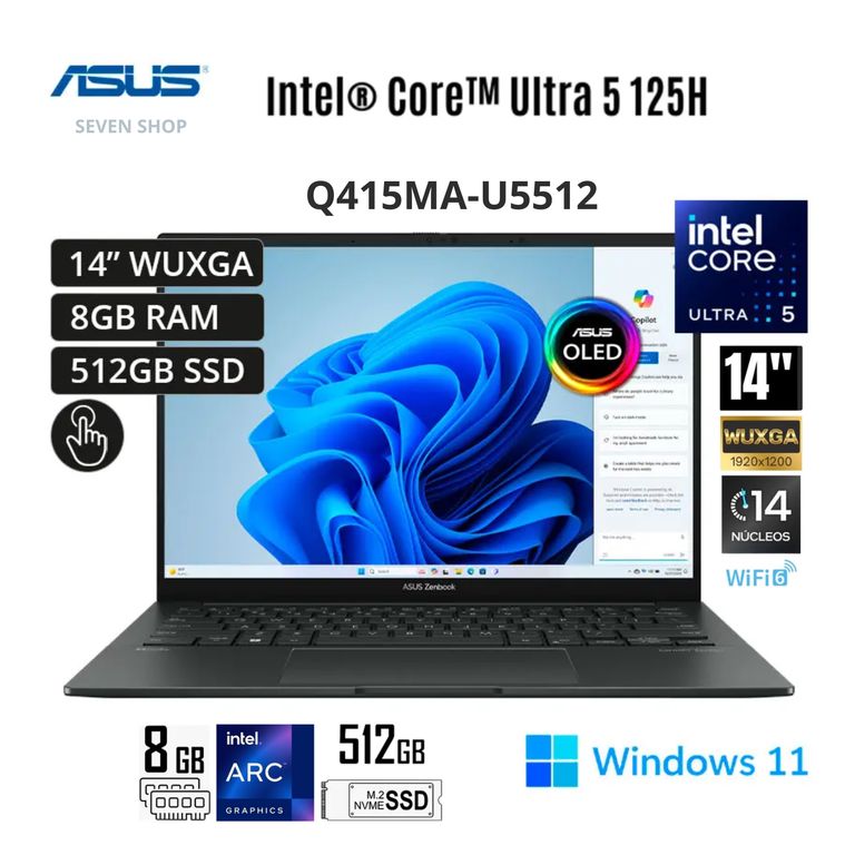 Asus Zenbook Q415MA-U5512 14” WUXGA OLED touch, Intel Core Ultra 5 125H ...