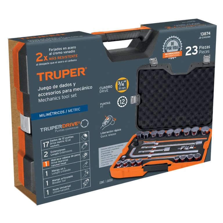 Herramientas para mecanico, cuadro 3/4"Juego de 23 mm RACING TRUPER ...