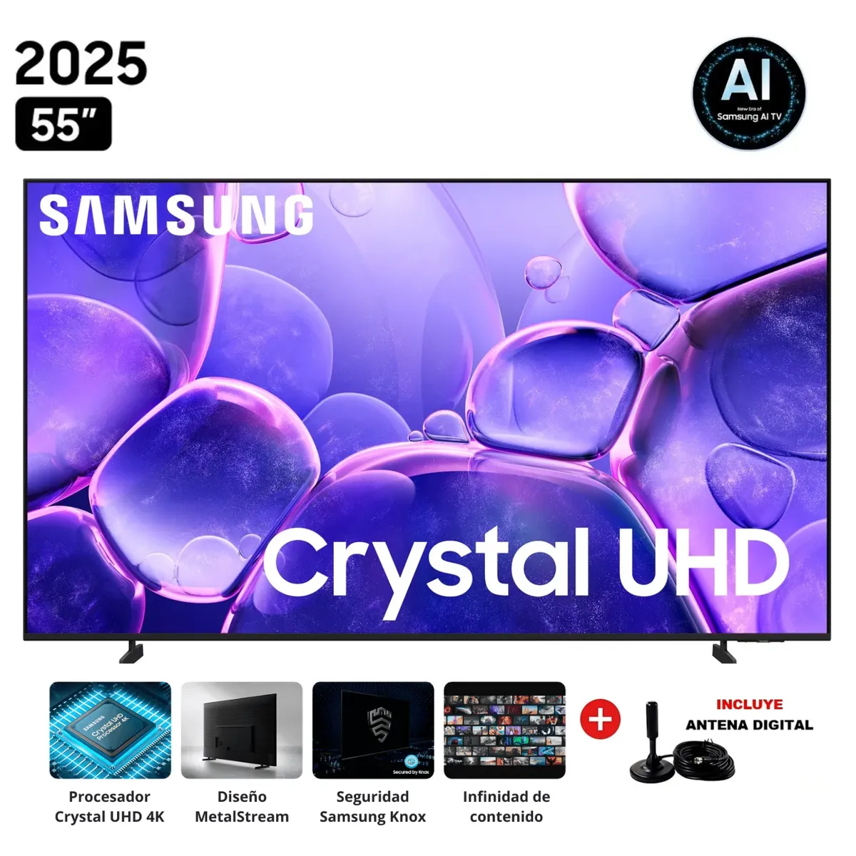 Televisor de 55 Smart Tv Samsung 55U8000F 4K UHD 2025 + Antena Digital ...