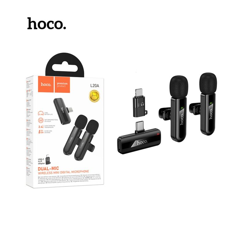 Micrófono Solapero Inalámbrico Dual HOCO - L20A HOCO | Falabella Perú