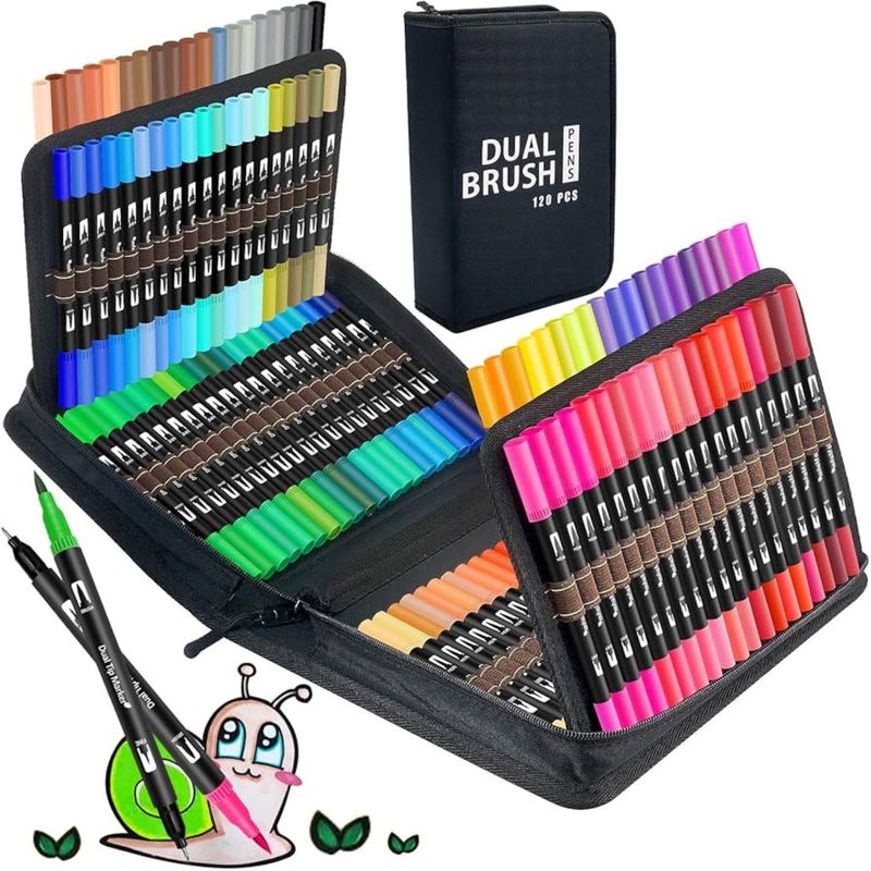 Plumones Dual Brush Punta Pincel 120 Colores con Estuche GENERICO ...