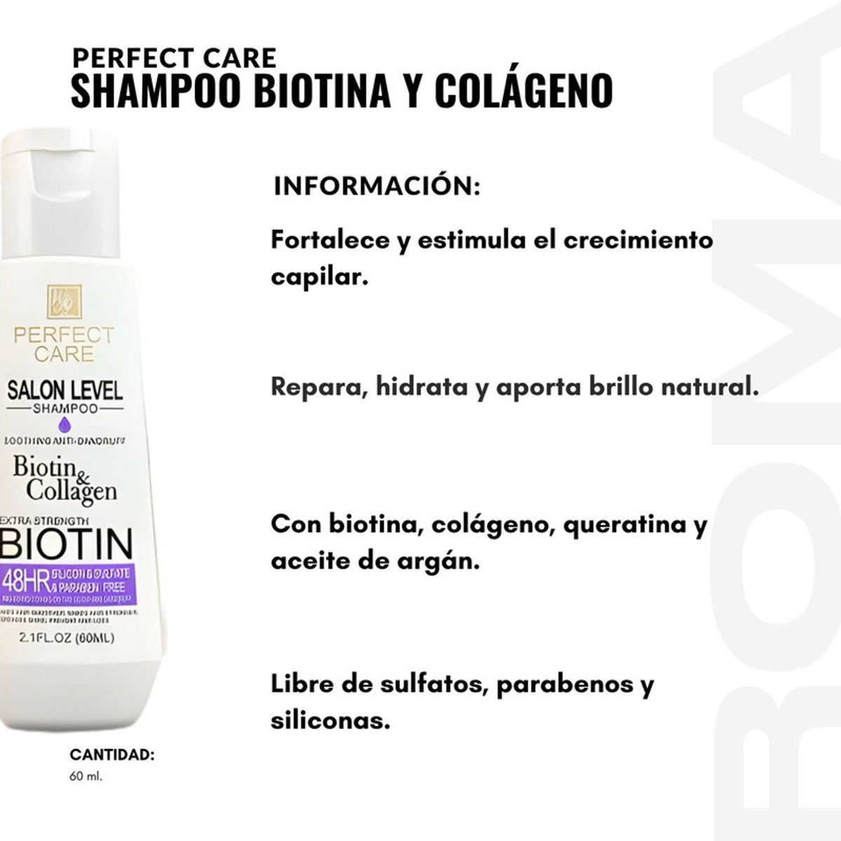 PACK 2 SHAMPOO BIOTINA Y COLÁGENO 60ML PERFECT CARE GENERICO ...