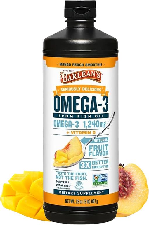 Emulsion Omega-3 con Vitamina D Sabor Mango y Durazno 907 g Barlean’s ...